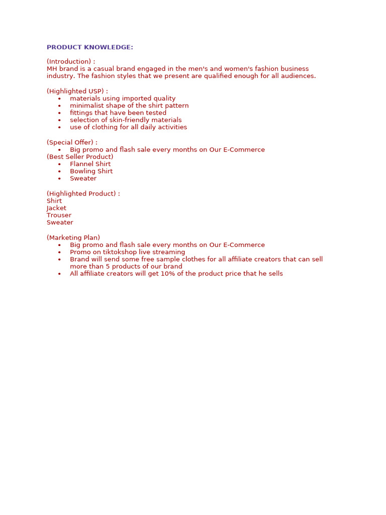 Product Knowledge | PDF