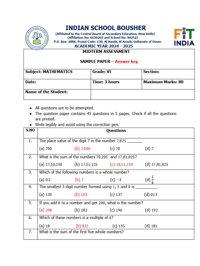GR 6 - MTA-Practice Worksheet - Math - Ans Key | PDF | Triangle | Rectangle