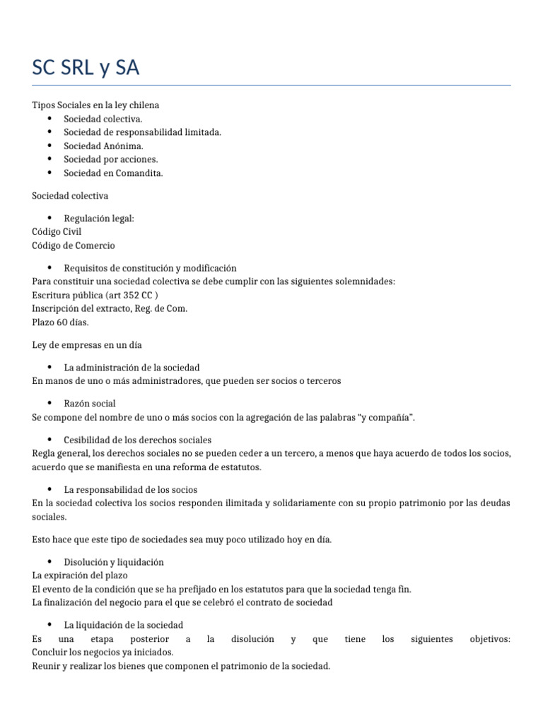 SC SRL y SA | PDF | Sociedad de responsabilidad limitada | Sociedad General