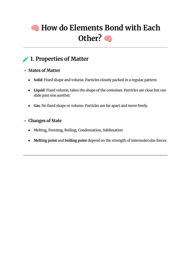 How Do Elements Bond With Each Other - MYP 4 | PDF | Chemical Reactions ...