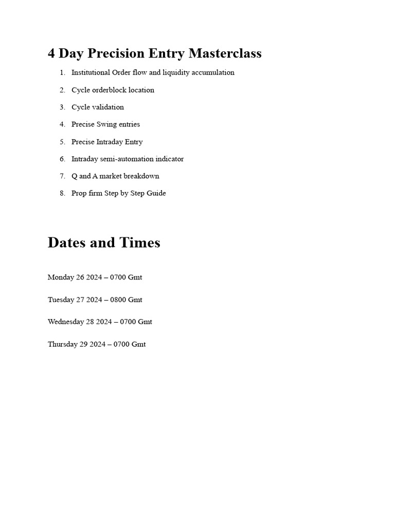 4 Day Precision Entry Masterclass | PDF