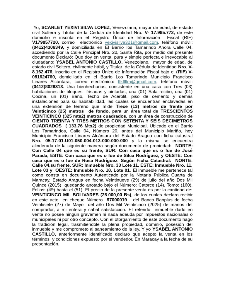 Compra Venta Castillo Notaria | PDF