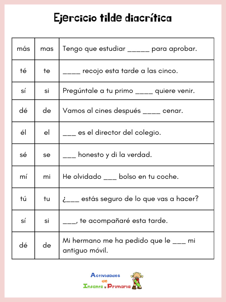 Ejercicio Tilde Diacritica | PDF