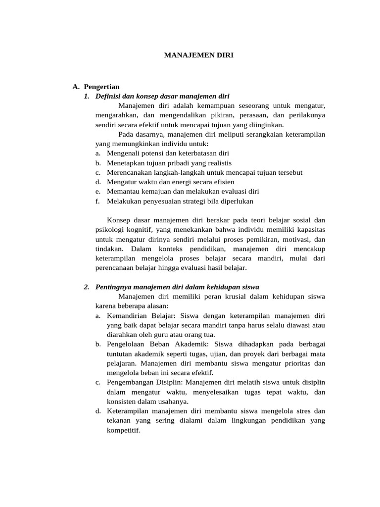 Materi Manajemen Diri | PDF