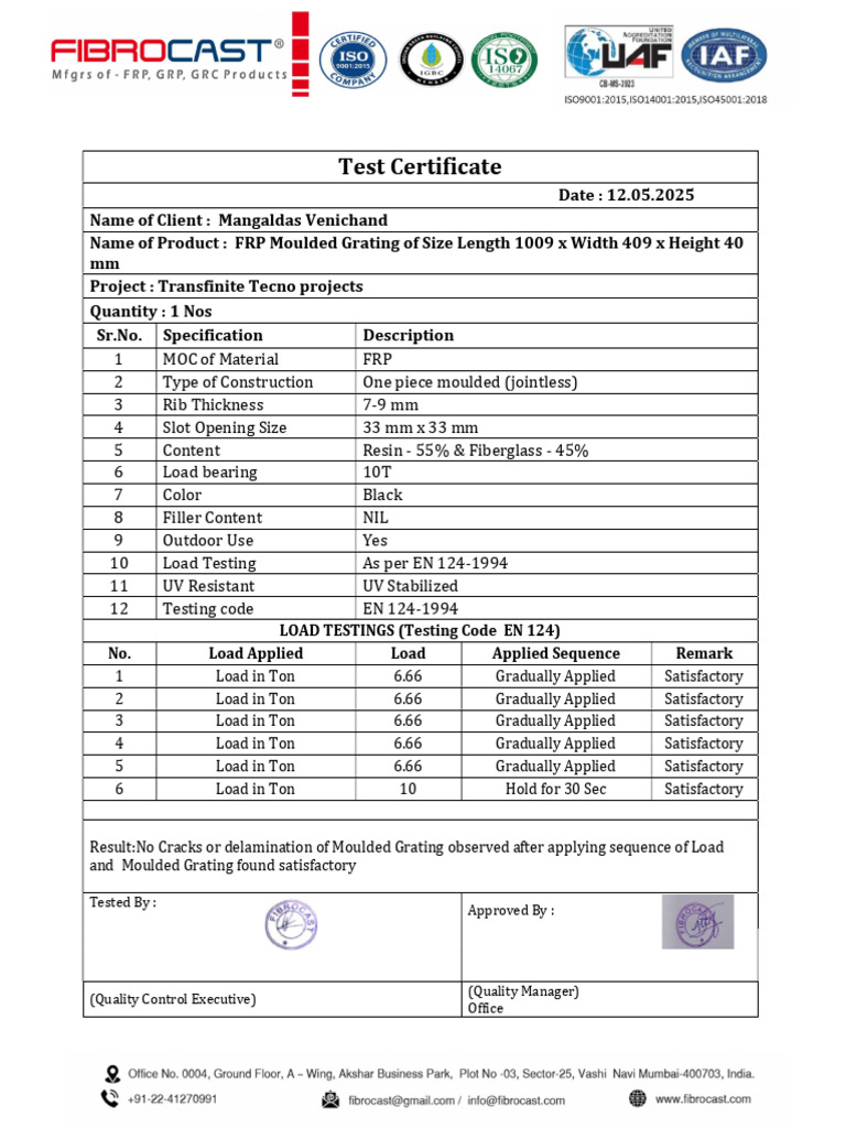 Fibrocast TC - Mangaldas Venichnad - Transfinite Tecno | PDF