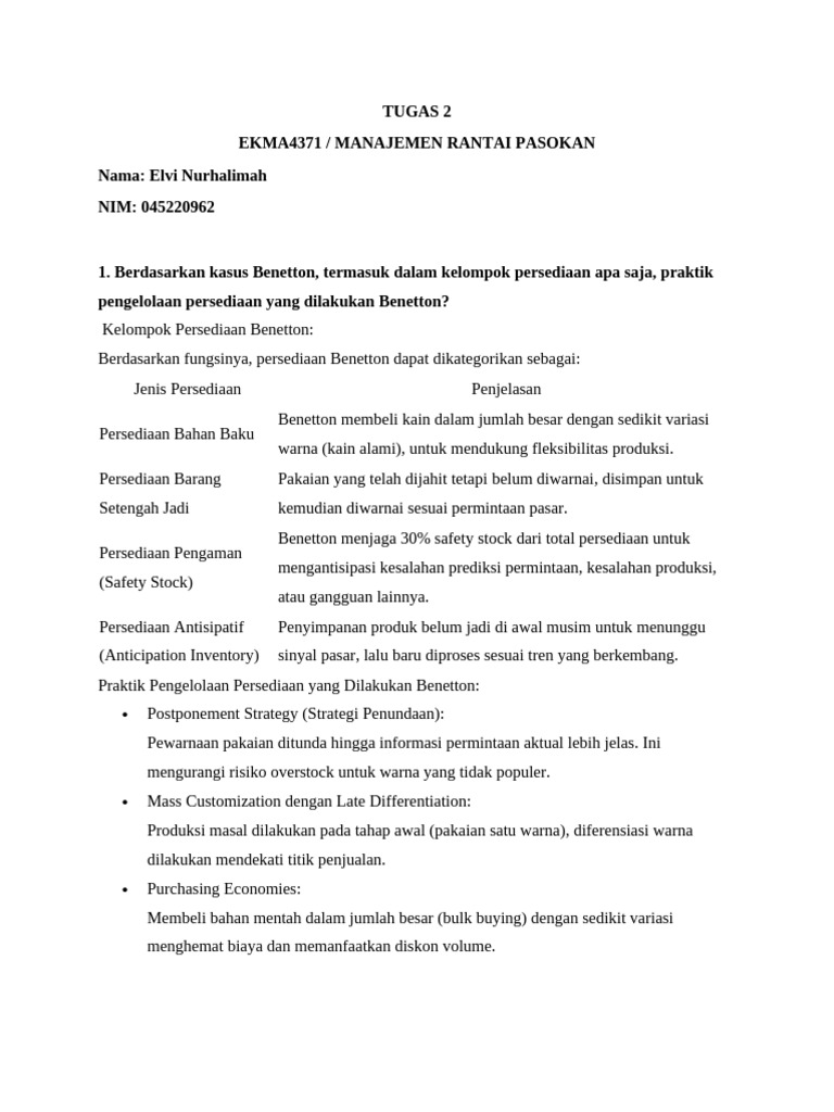Tugas 2 Manajemen Rantai Pasokan | PDF