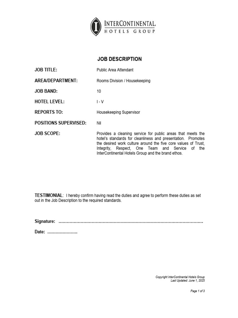 Job Module Public Area Attendant | PDF | Safety | Business