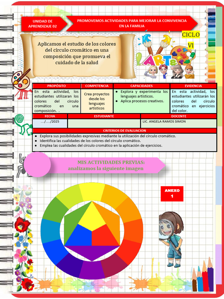 Ficha de Actividad s3 Circulo Cromatico | PDF | Color | Aprendizaje