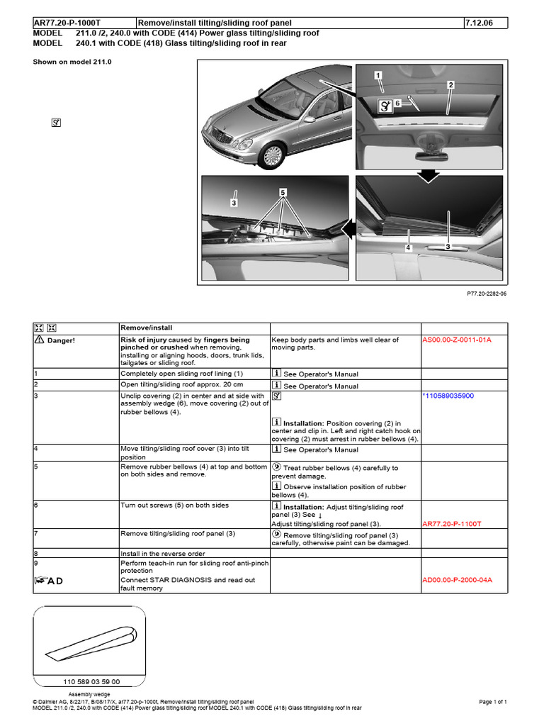 Sliding Roof Panel | PDF | Trunk (Car) | Vehicle Technology