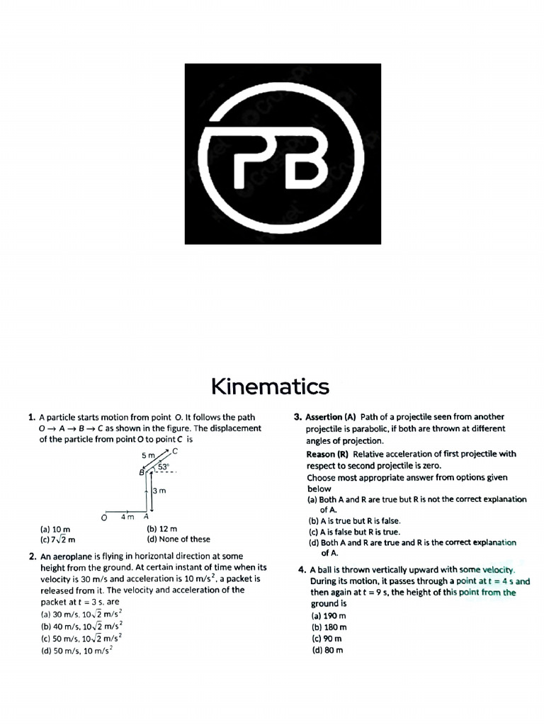 Kinematics 1D and 2D Unit Test | PDF | Acceleration | Velocity
