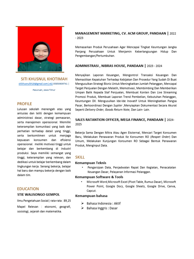 Resume Siti | PDF