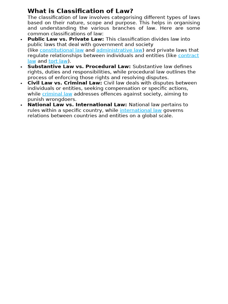 Classification of Law | PDF