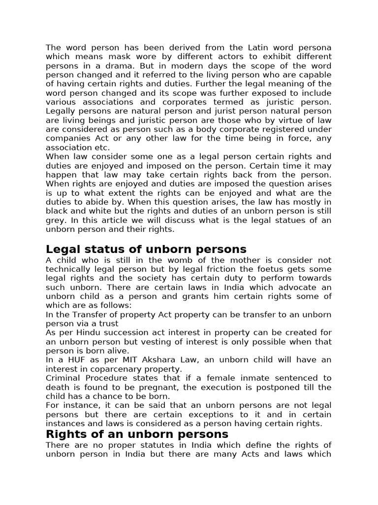 Unborn Person and MINOR | PDF | Minor (Law) | Tort