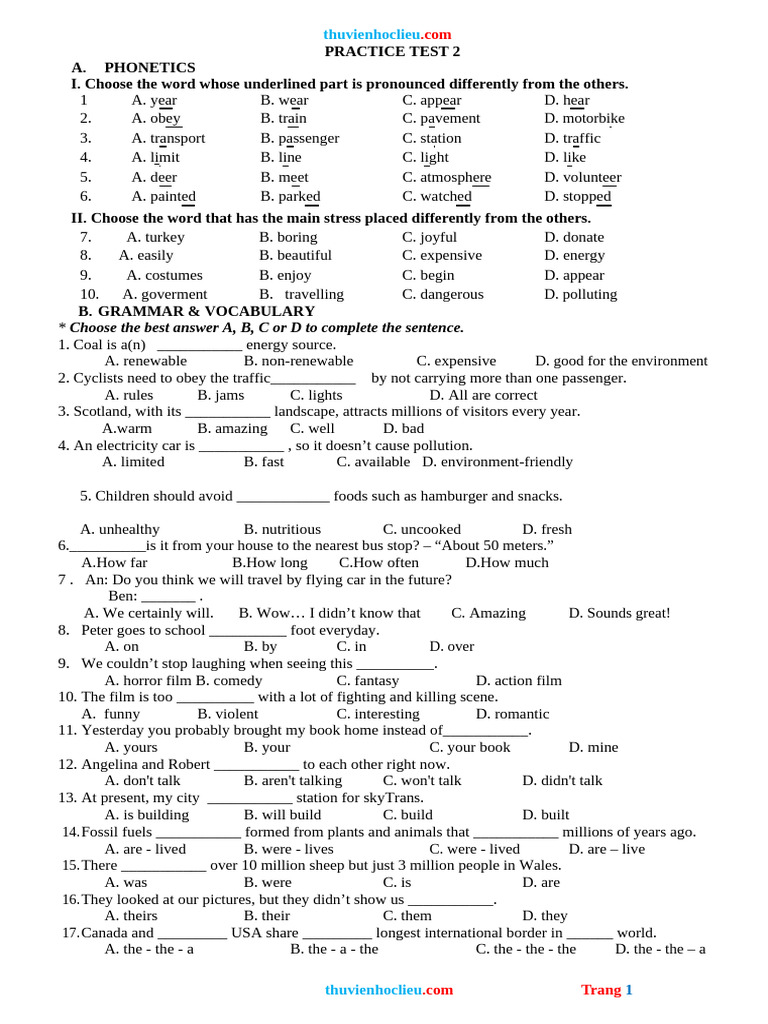 Thuvienhoclieu.com de Cuong on Tap Tieng Anh 7 HK2 Global Nam 22 23 | PDF | Fuels | Natural Gas