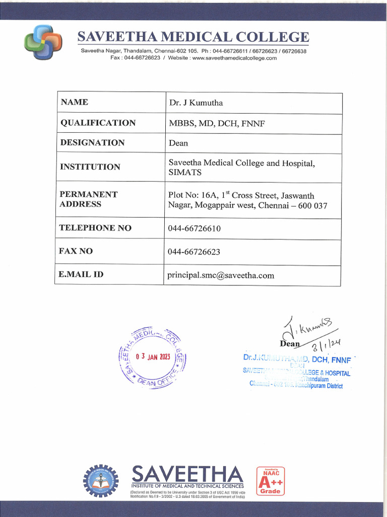 Dean,+Ms Smch,+Simats | PDF
