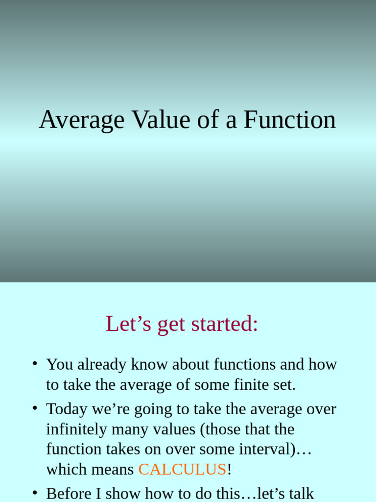 Average Value Function | PDF | Function (Mathematics) | Interval ...