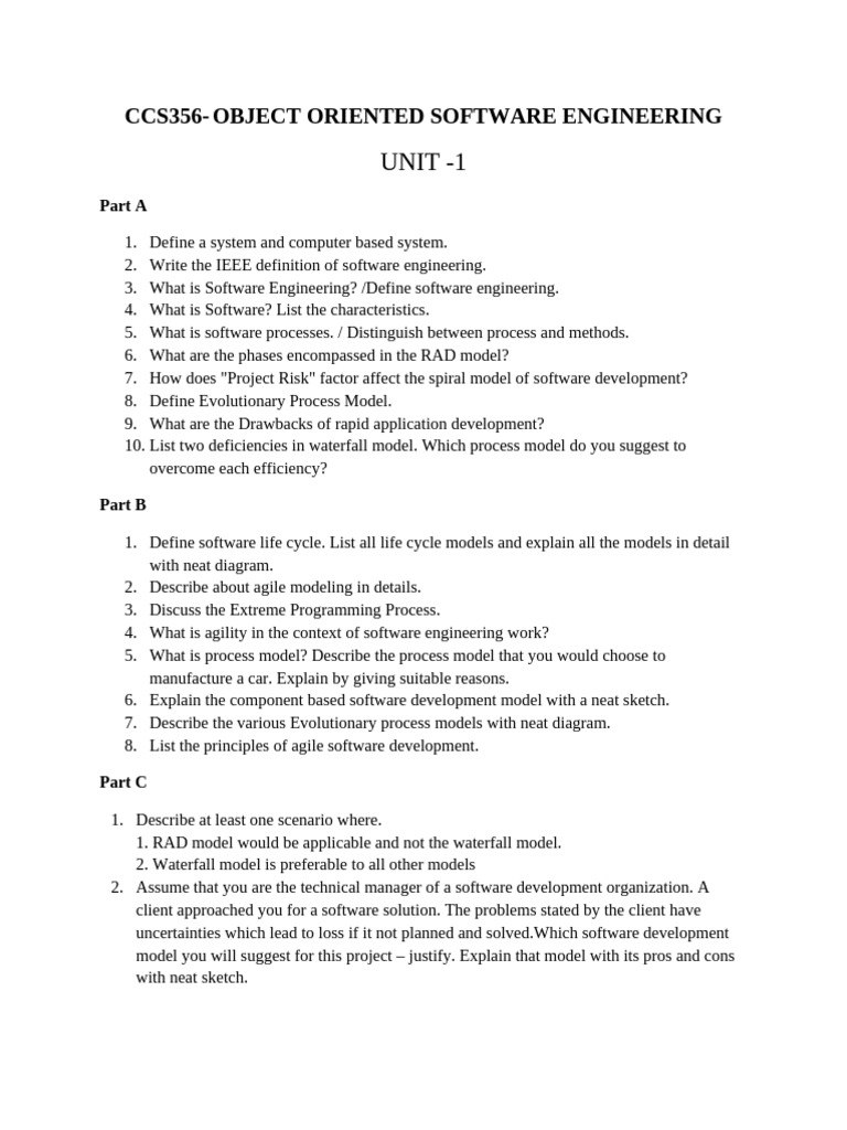OOSE Imporatant Question | PDF | Software Development Process | Agile Software Development