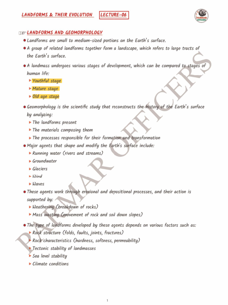 Landform and Their Evolution | PDF