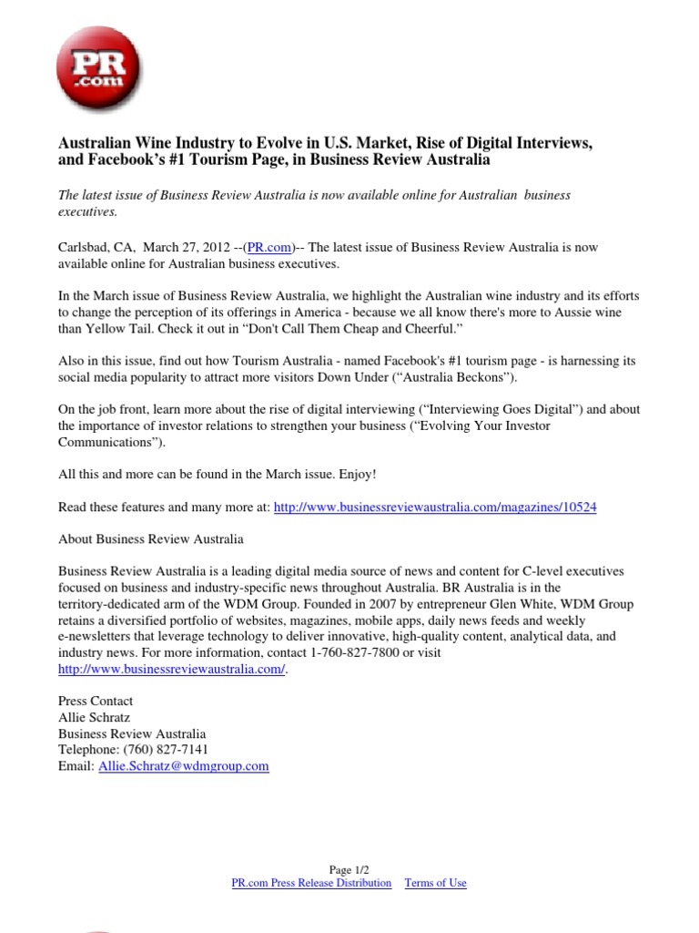 Australian Wine Industry To Evolve in U.S. Market, Rise of Digital ...