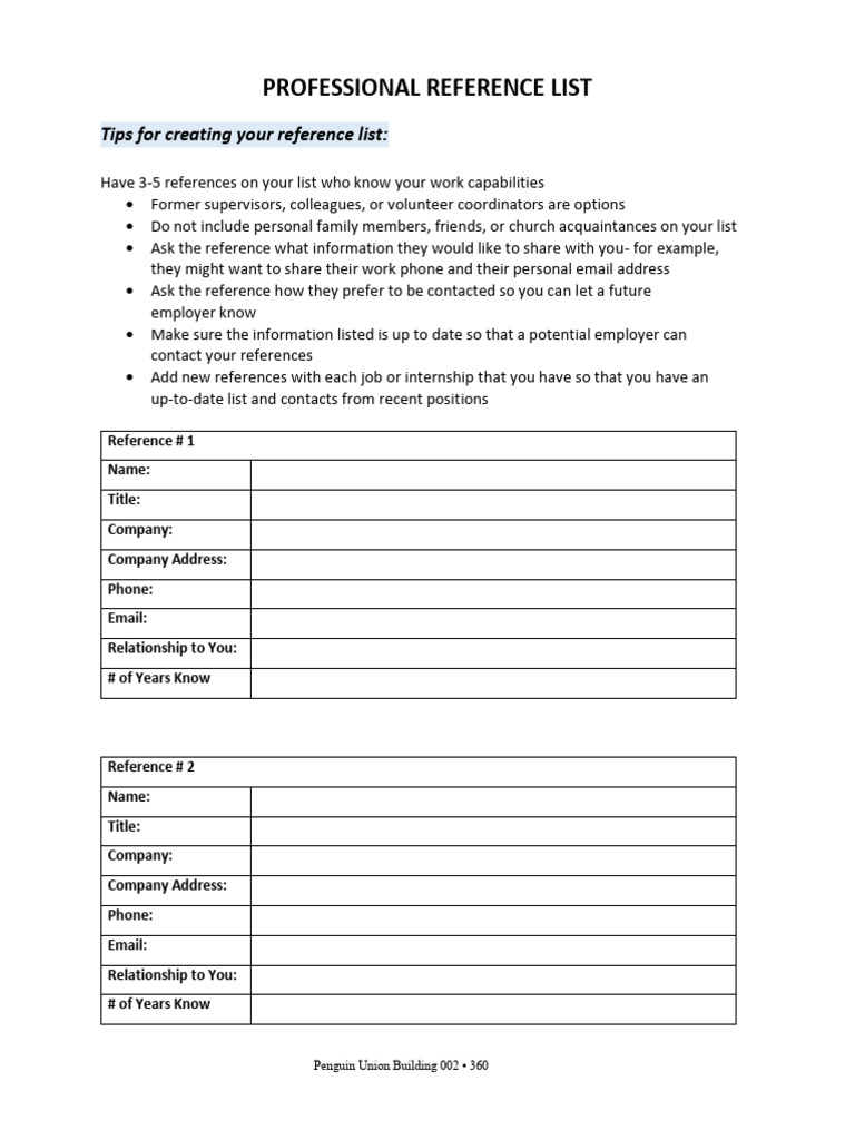 Professional Reference List | PDF