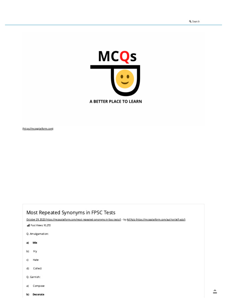Synonyms for Competitive Exams | PDF