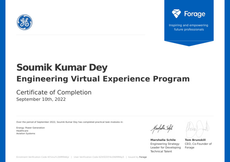 General Electric Certificate | PDF
