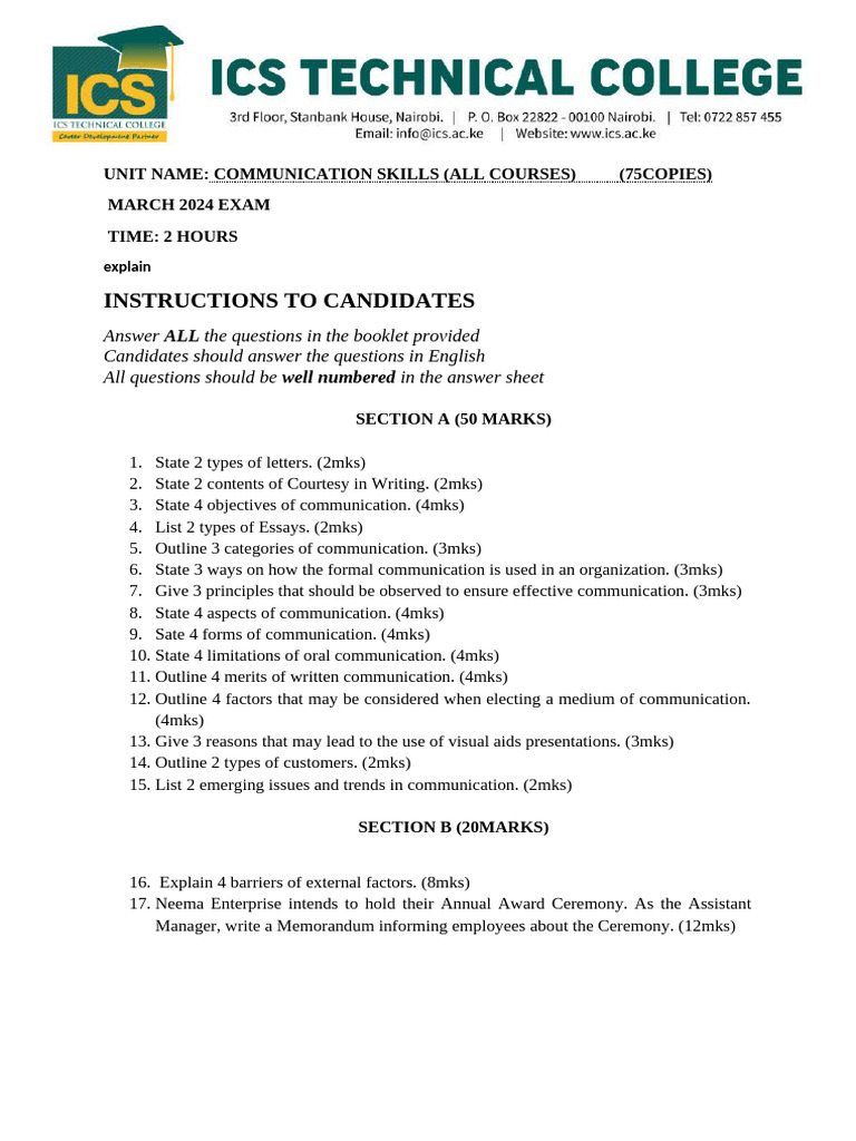 COMMUNICATION SKILLS(ALL COURSES) | PDF