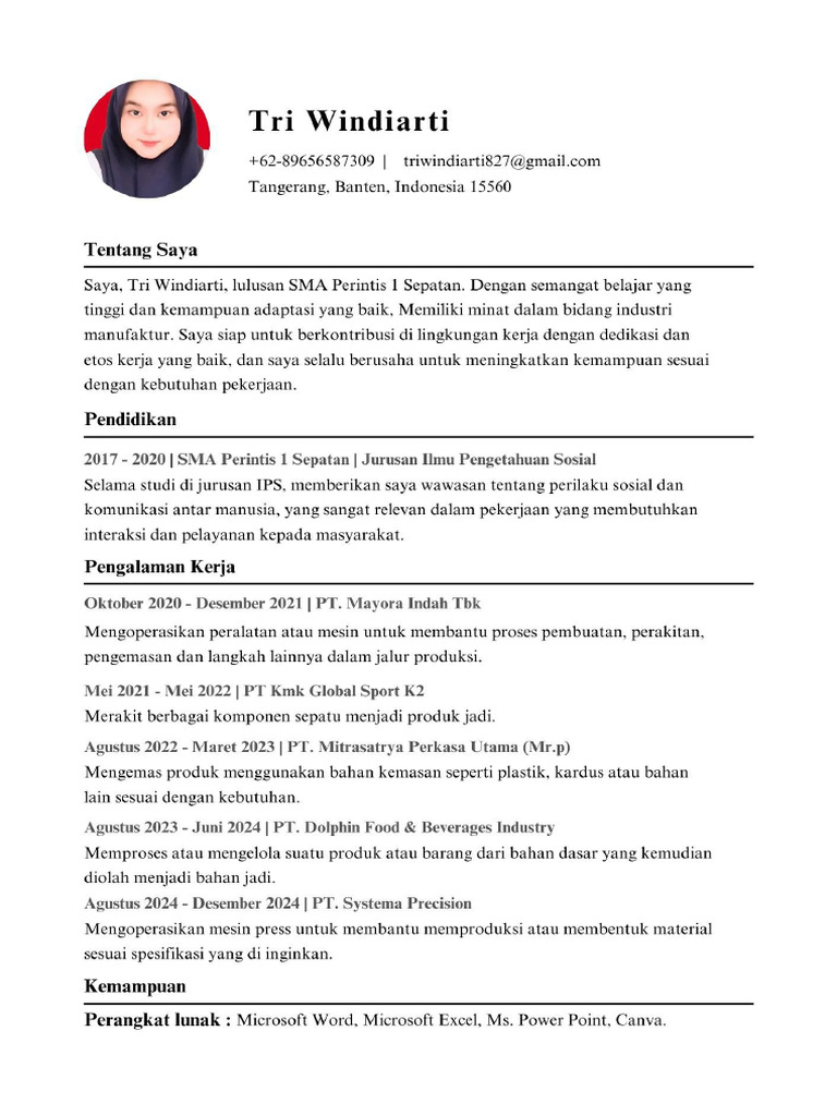 CV Tri Windiarti | PDF