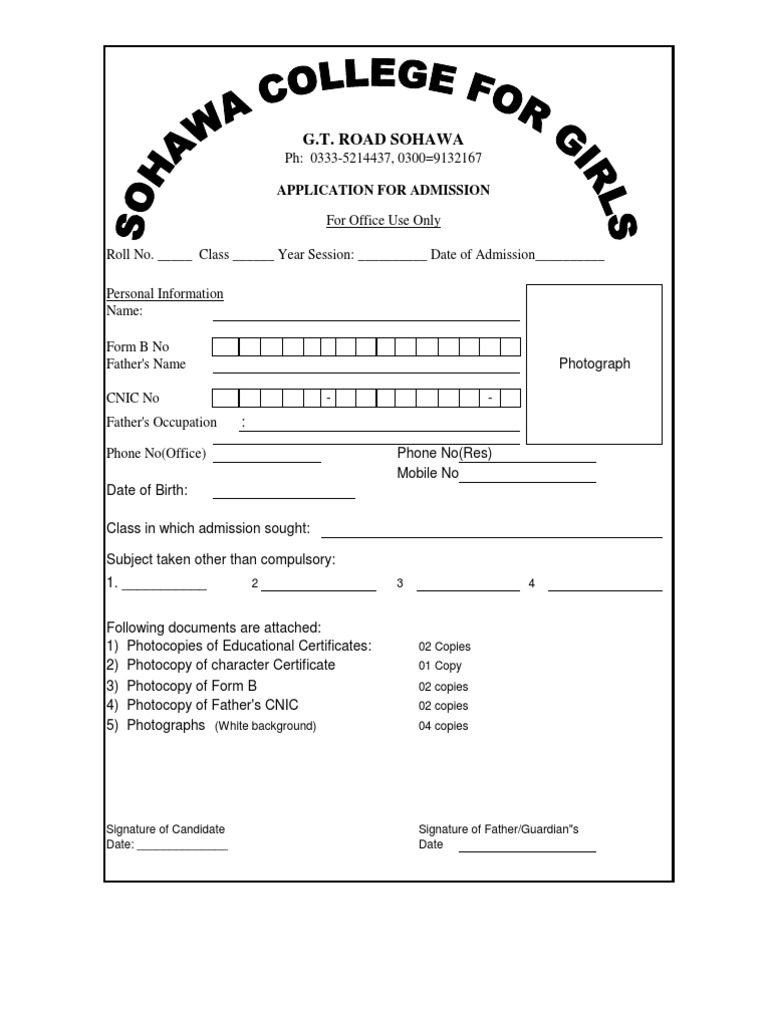 Admission Form | PDF