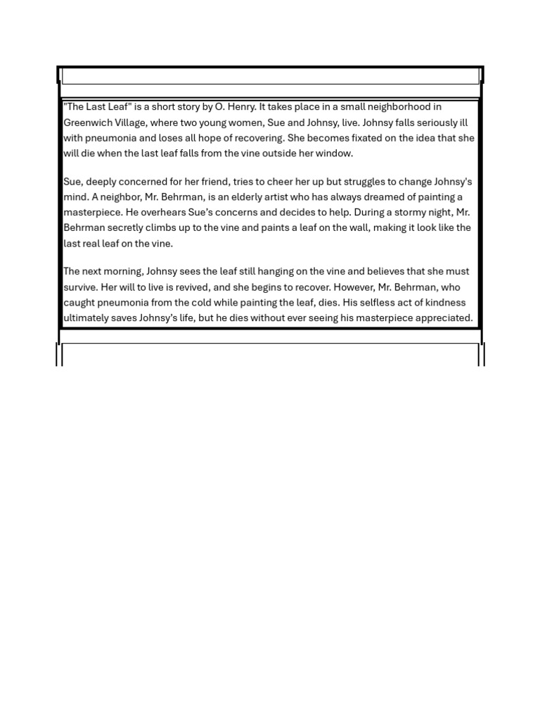 Summary Last Leaf | PDF