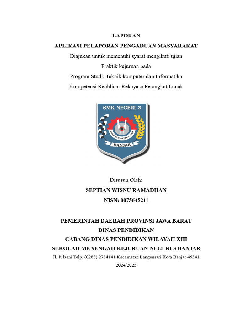 Laporan Ukk SMKN 3 BNJR RPL 2025 | PDF