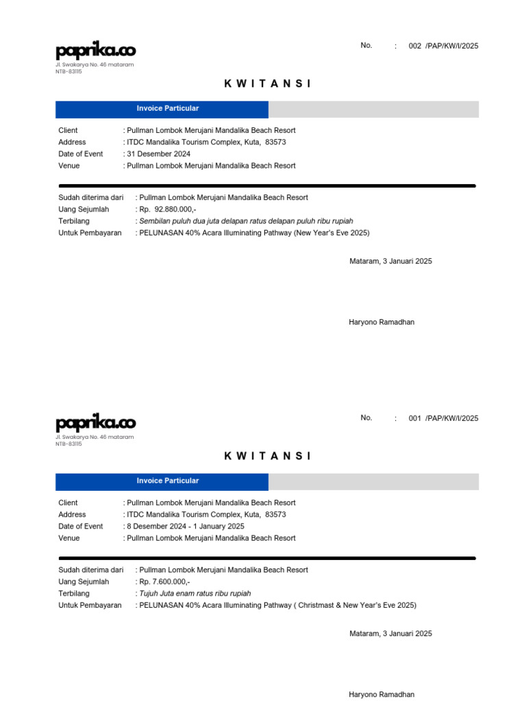 Kwitansi Paprika | PDF