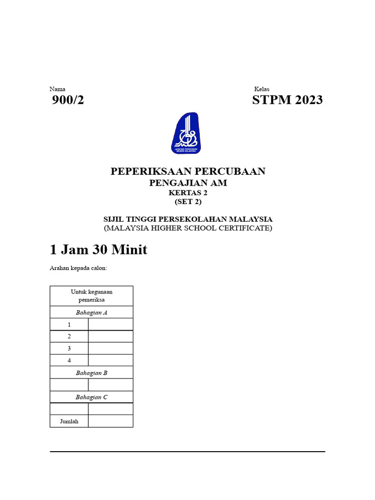 Soalan Set 2 Percubaan Pengajian Am Semester 2 Kelantan 2023 | PDF
