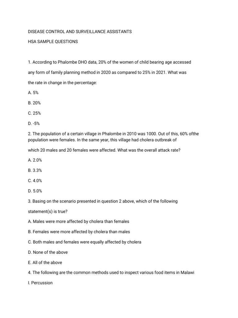 Hsa Sample Questions | PDF