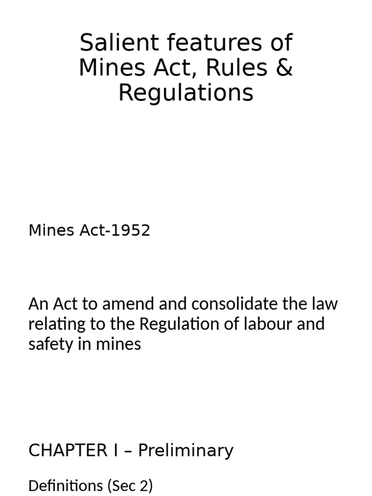 Salient Points of Act, Rules and Regulation | PDF | Mining | Surface Mining