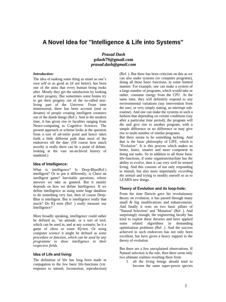 A New Concept of Intelligence in Machines | PDF | Evolution | Intelligence