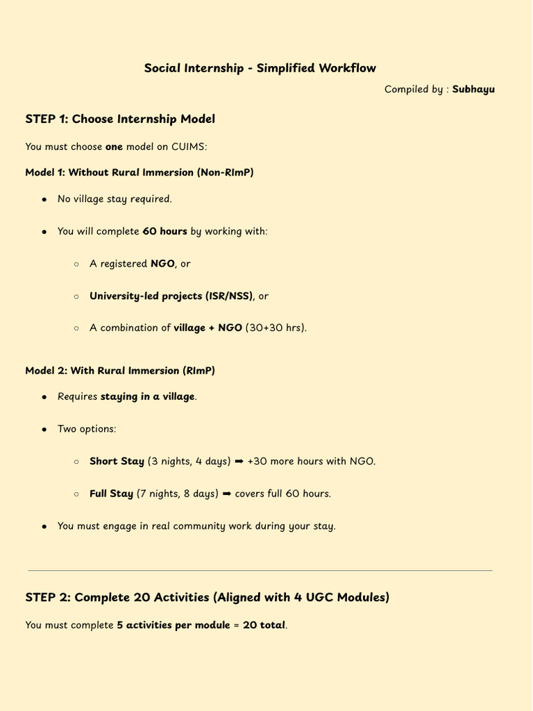 Social Internship Workflow Guide | PDF | Government Of India