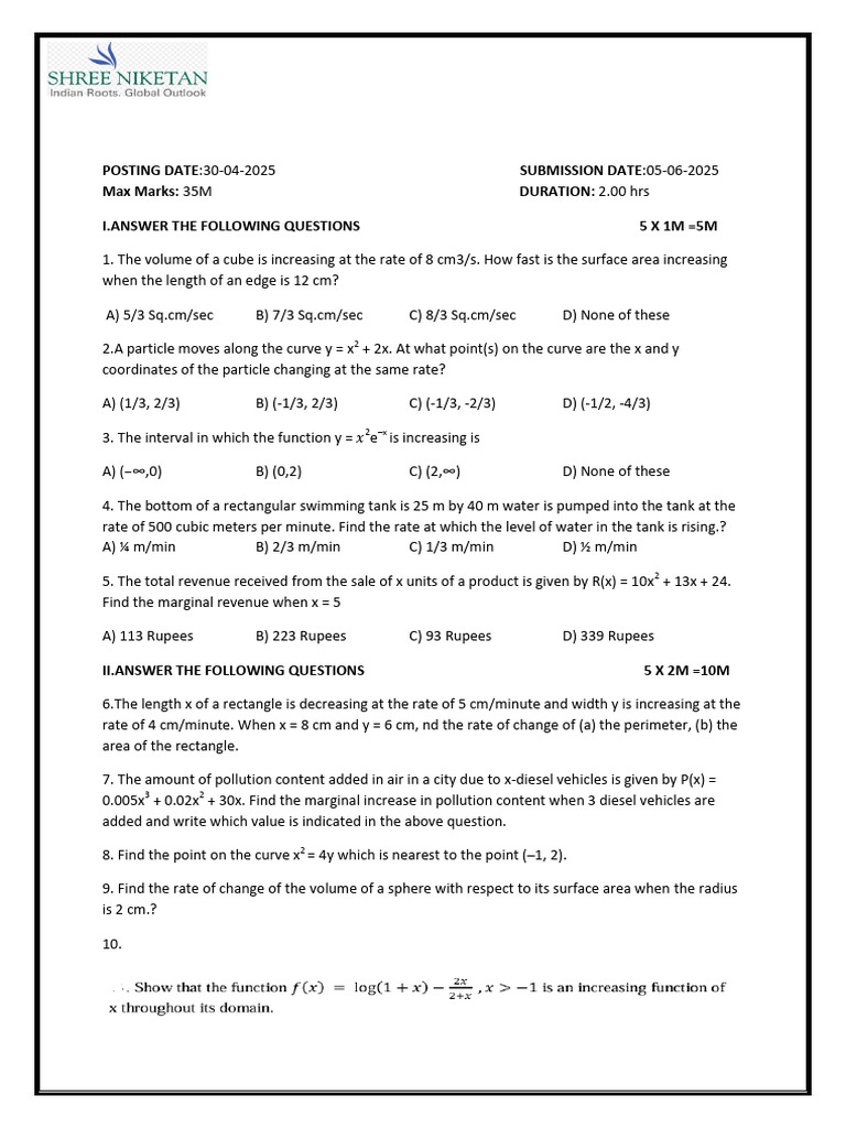 g12 Mathematics Holiday Worksheet Ch6 | PDF | Area | Geometry