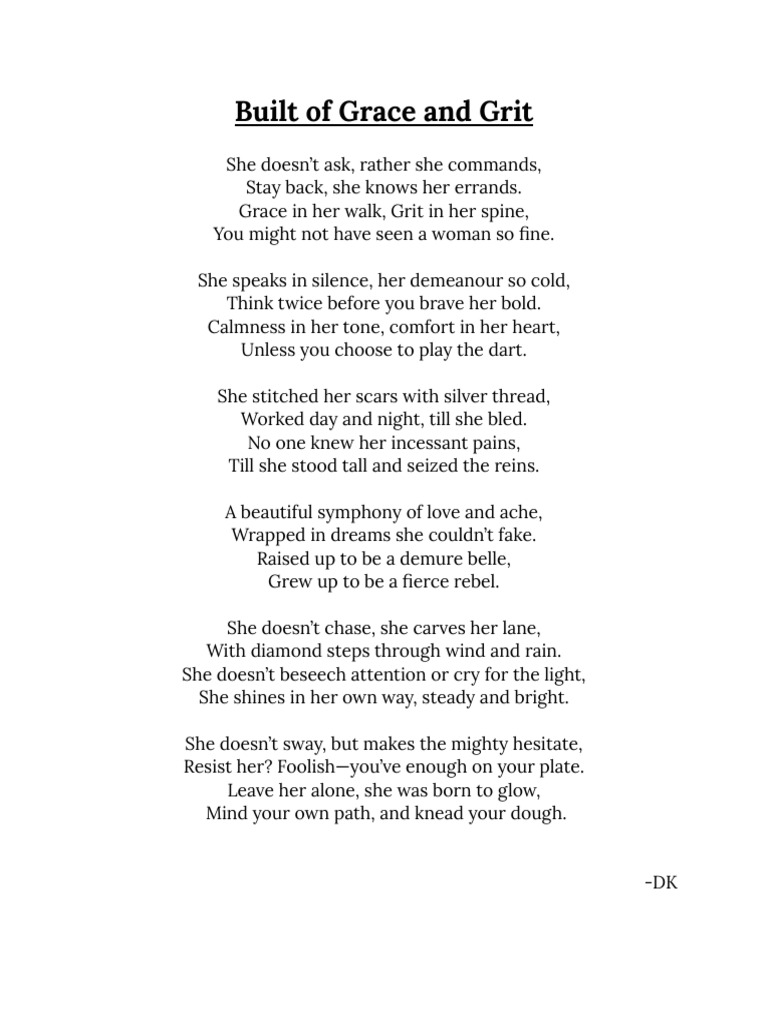 Built of Grace and Grit Poem | PDF