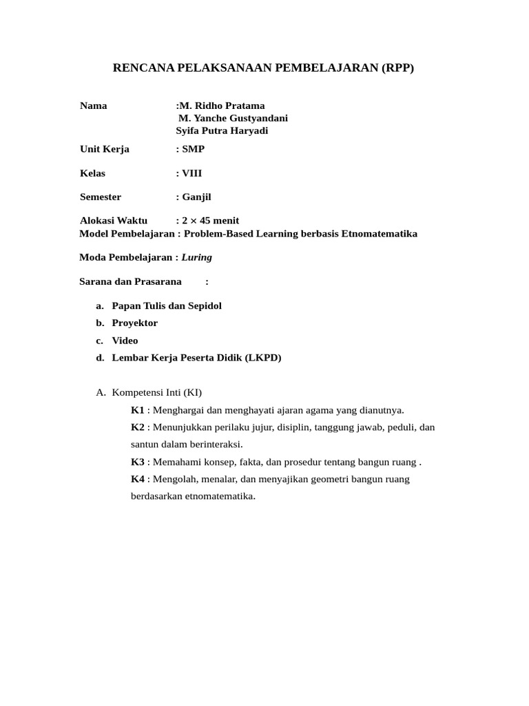 RPP Bu Immatik | PDF