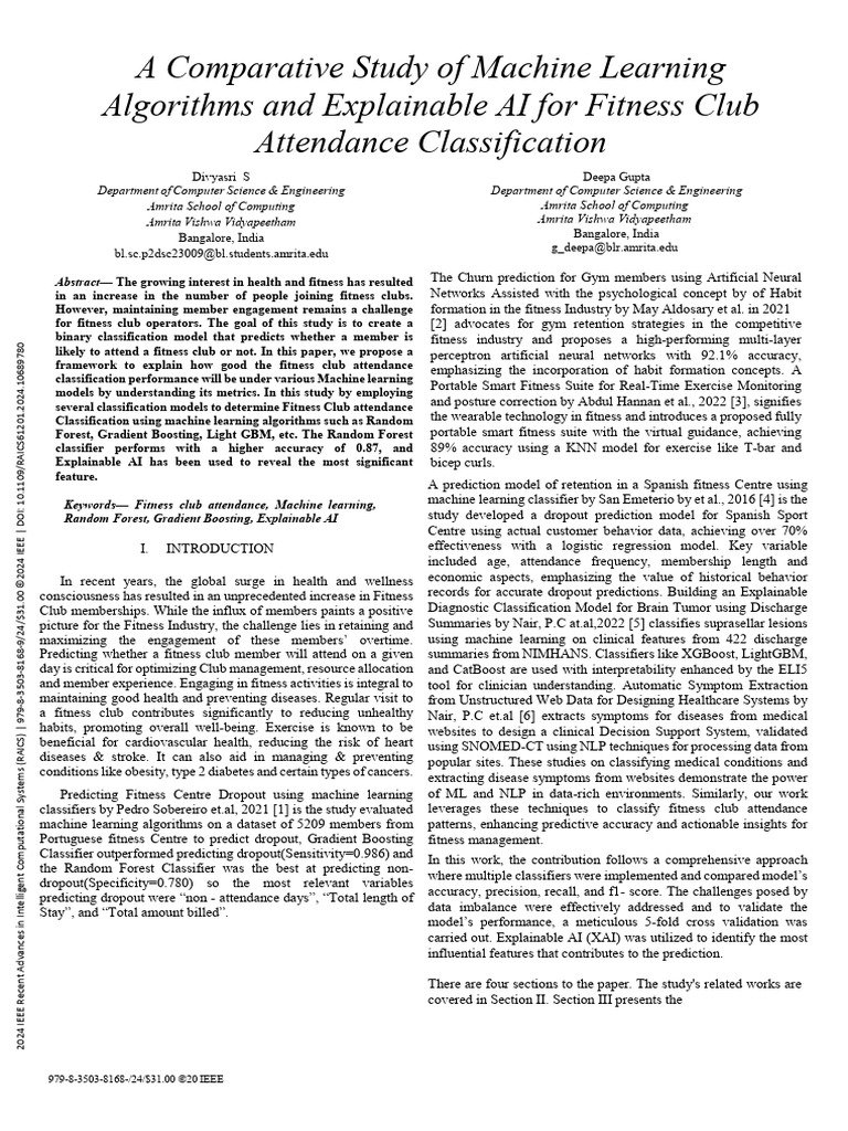 A Comparative Study of Machine Learning Algorithms and Explainable AI For Fitness Club ...