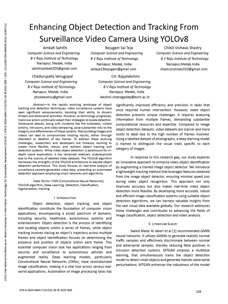 Enhancing Object Detection and Tracking From Surveillance Video Camera ...