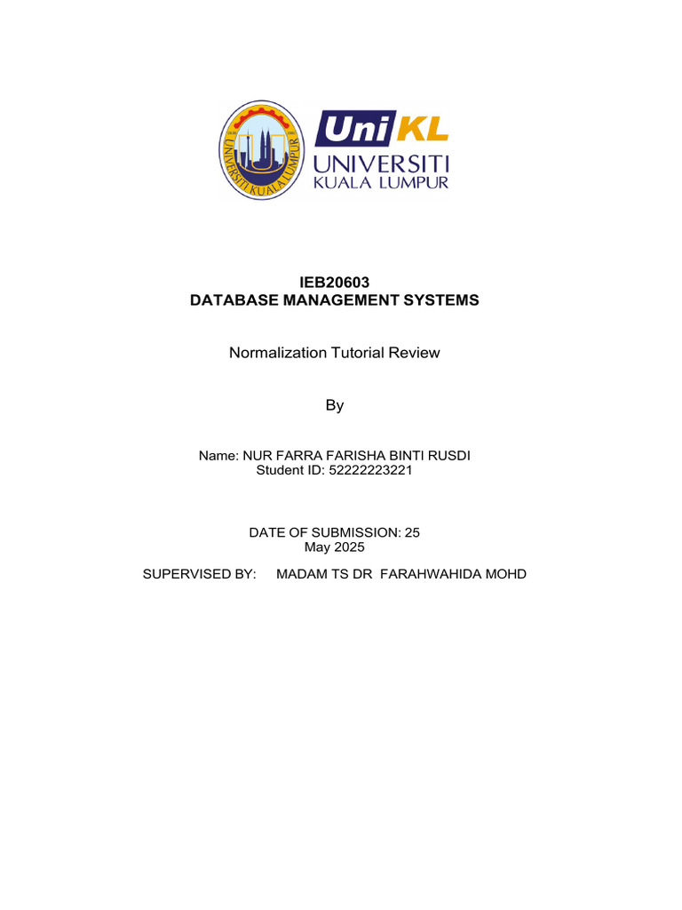 Normalization Tutorial Review Farra Farisha (3221) | PDF | Data ...