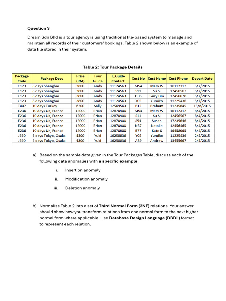 Question 3 Normalization Review | PDF
