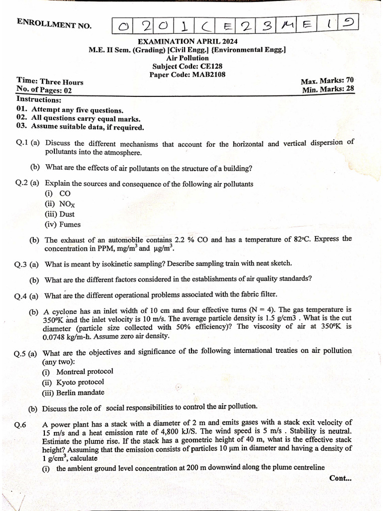 ME 2nd Sem Paper 2024 | PDF