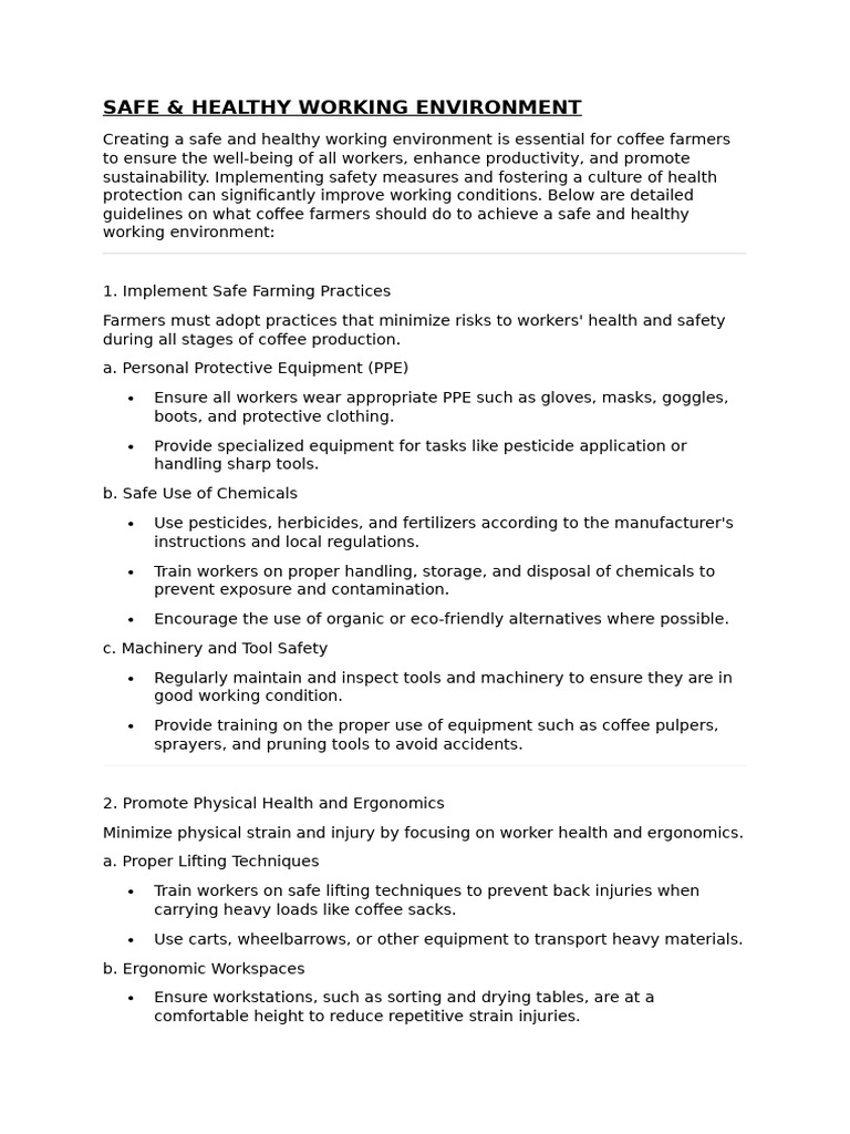Safe Practices for Coffee Farming | PDF | Occupational Safety And ...