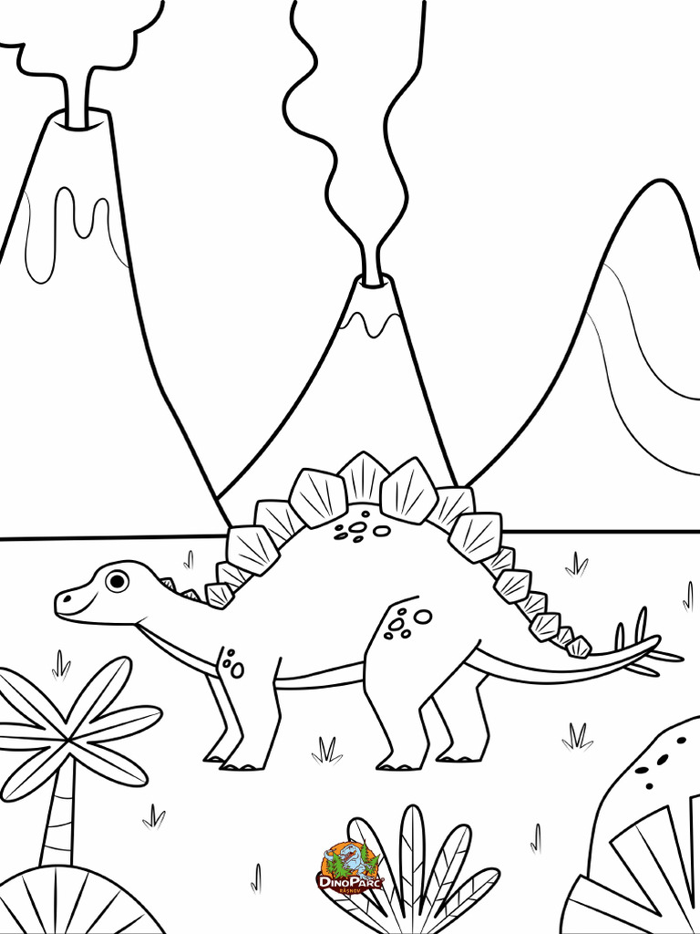 Plansa de Colorat Dinozauri Stegosaurus | PDF