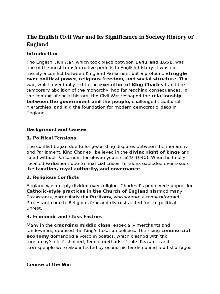 Civil War and Its Significance | PDF | English Civil War | Oliver Cromwell