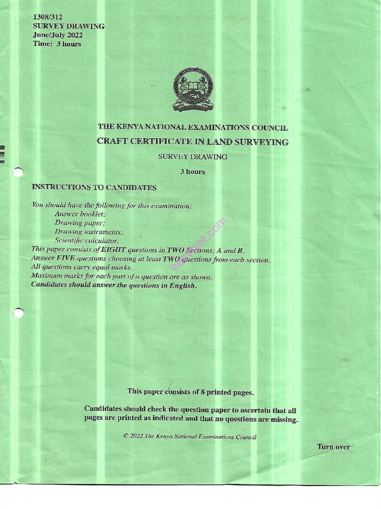 Survey Drawing Knec 3 | PDF