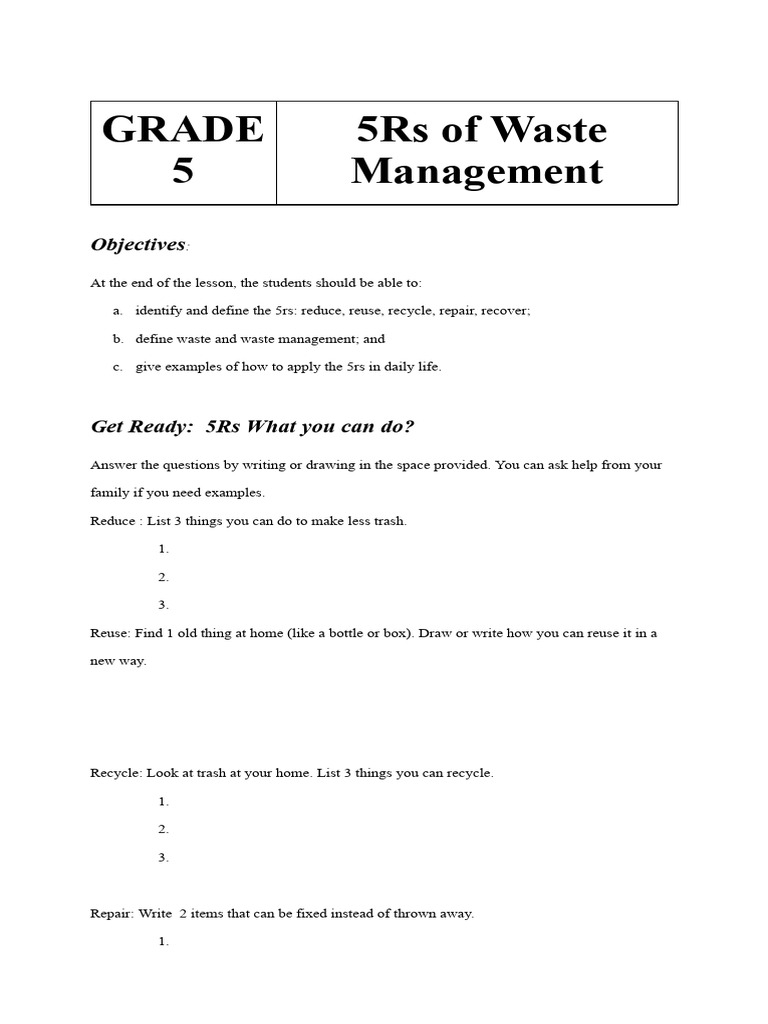 5Rs of Waste Management - Group 5 | PDF | Waste | Reuse